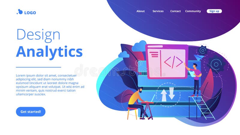 Big Data Developerconcept Landing Page. Stock Vector - Illustration of analysis, developer ...