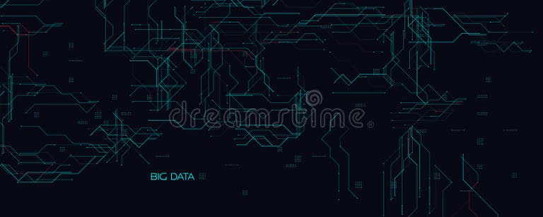 Big Data Digital Background. Abstract Circuit Grid with Glowing Tech ...