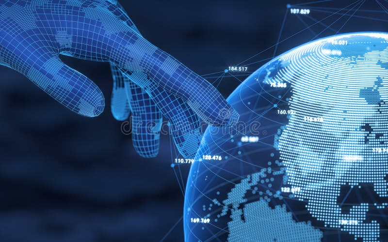 Big Data and Digital Earth, 3d Rendering Stock Illustration ...