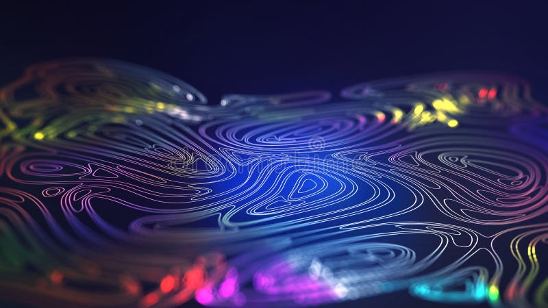 Digital Field and Dot Structure 3D Illustration. Coded Funnel of ...