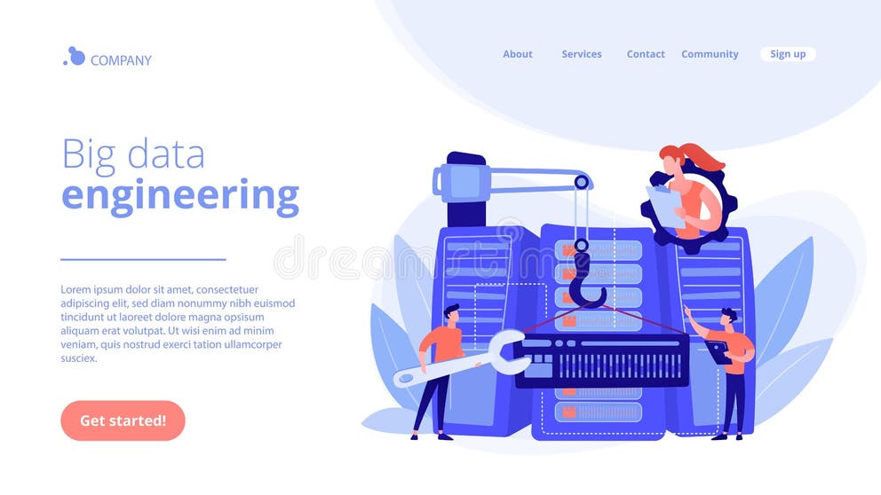 Big Data Engineering Concept Landing Page. Stock Vector - Illustration ...