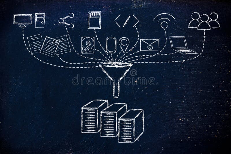 Big Data, File Transfes and Sharing Files Stock Illustration ...