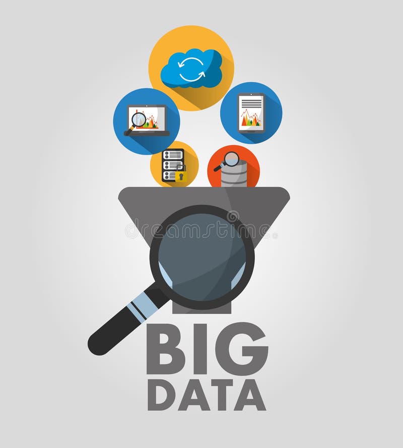 Big Data Filter File Storage Analysis Cloud Transfer Security Stock Vector - Illustration of ...