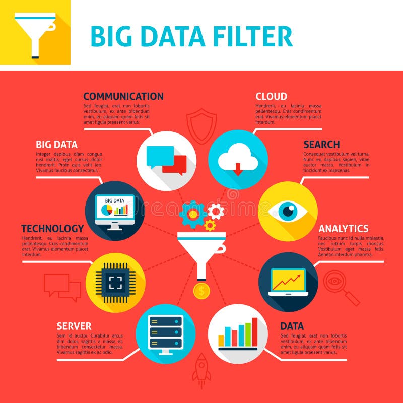 Big Data Filter Infographics Stock Vector - Illustration of analytics ...