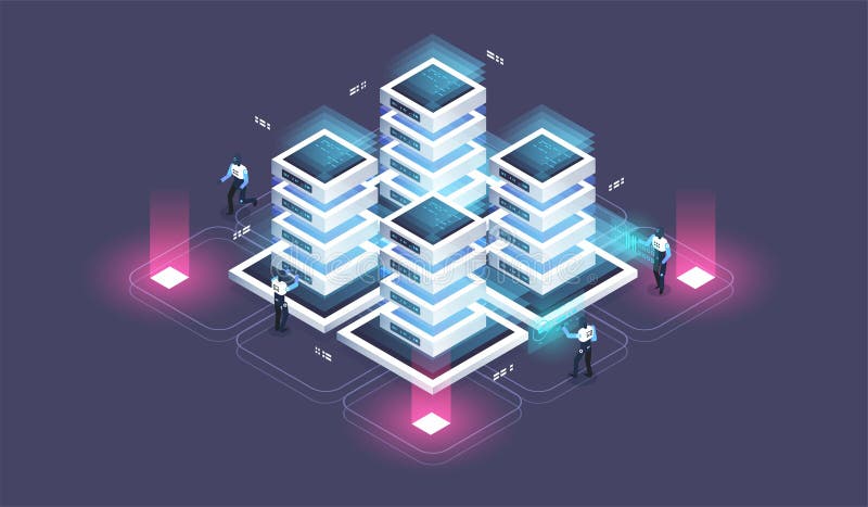 Big Data Flow Processing Concept, Cloud Database Stock Vector - Illustration of data, internet ...
