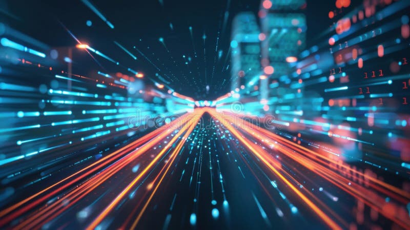 Big Data Flowing through Digital Highway in Futuristic Cityscape Stock ...