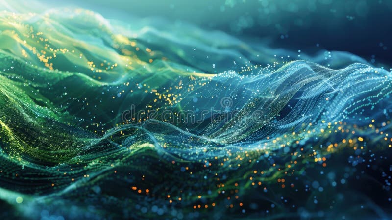 Big Data Flowing Like Ocean Waves in Digital Cyberspace Stock Image ...