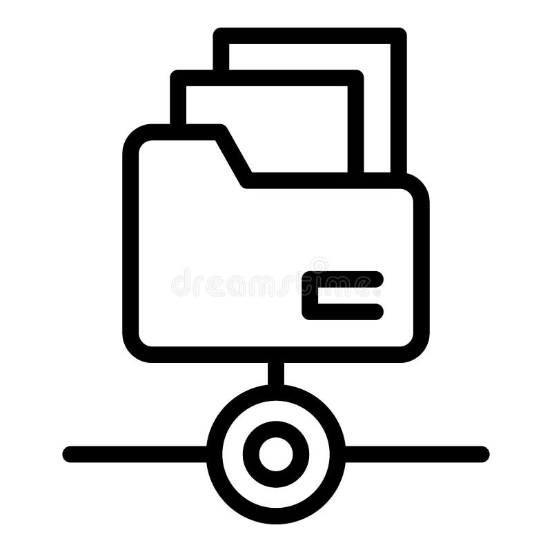 Data Folder Icon Outline Vector. Cyber Key Stock Illustration ...