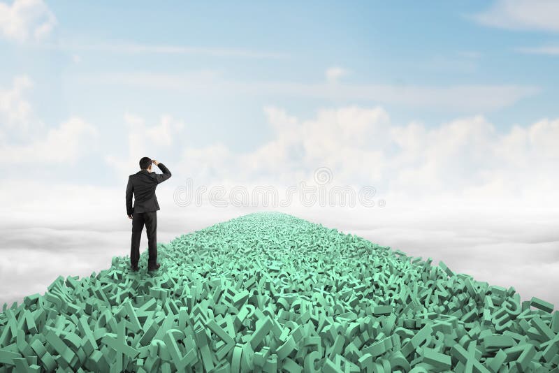 Big Data Highway, Man Looking for Direction on Huge Characters Stock ...
