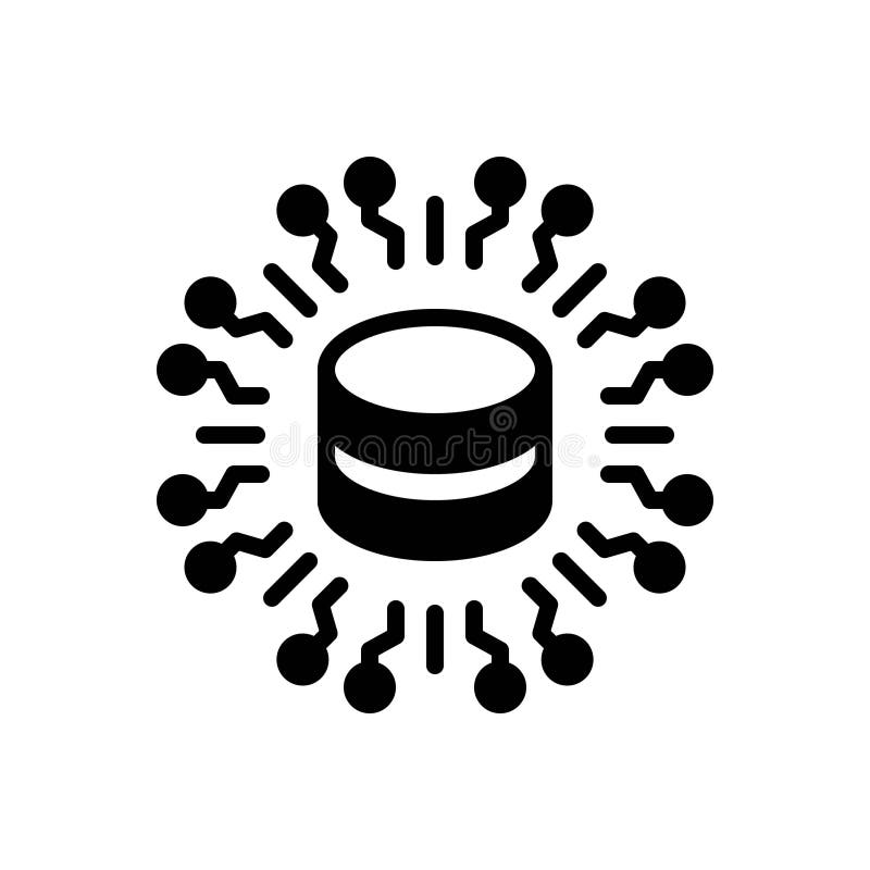 Black Solid Icon for Big Data, Hosting and Storage Stock Illustration ...