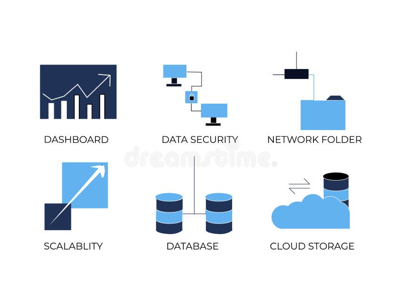 Big Data Icon Set, Analytics, Cloud Computing Stock Illustration - Illustration of diagram, icon ...