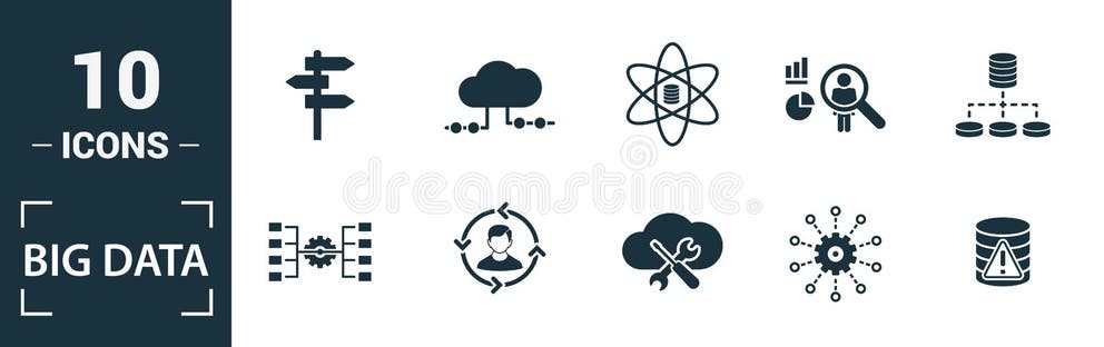 Big Data Icon Set. Include Creative Elements Cloud Hosting, Cloud ...