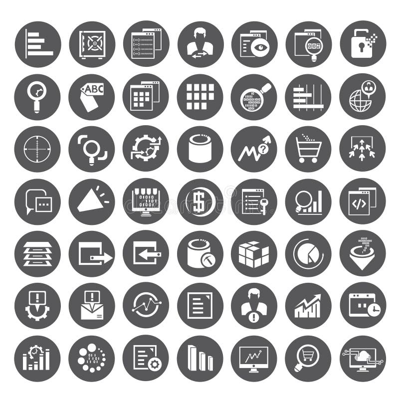 Big Data Icons, Data Management Buttons Stock Illustration ...