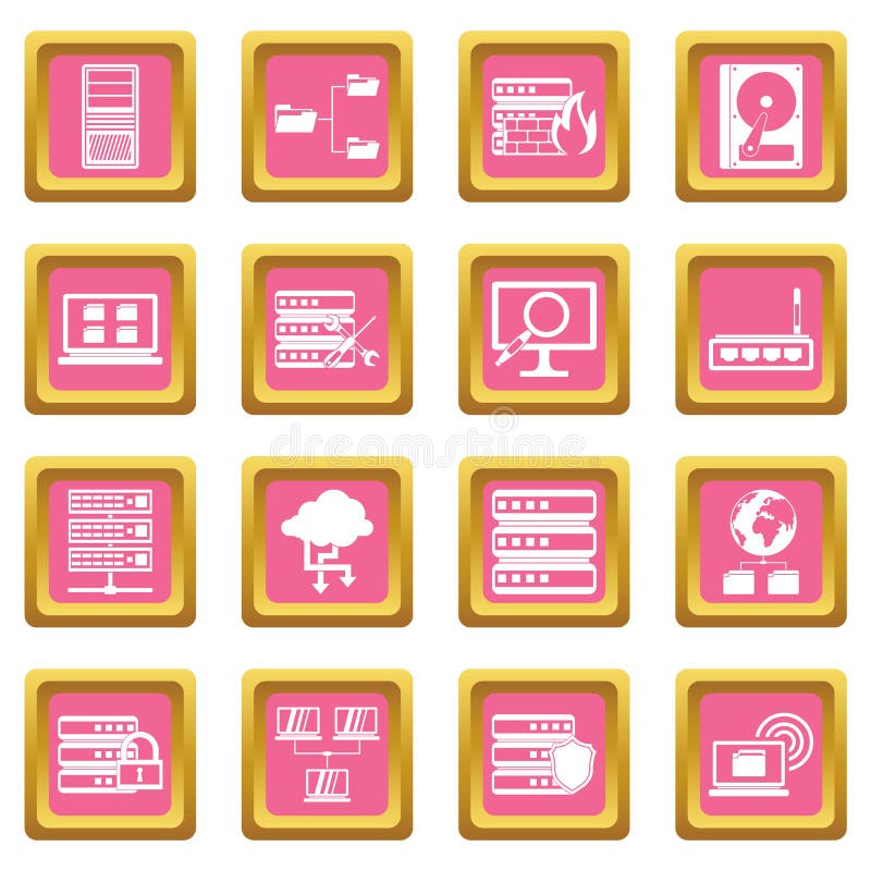 Big data icons pink stock vector. Illustration of link - 98506741