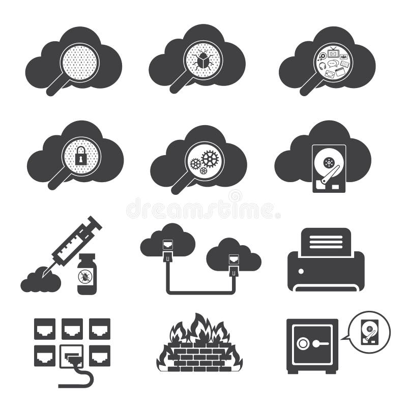 Big Data Icons Set, Cloud Computing. Stock Vector - Illustration of ...