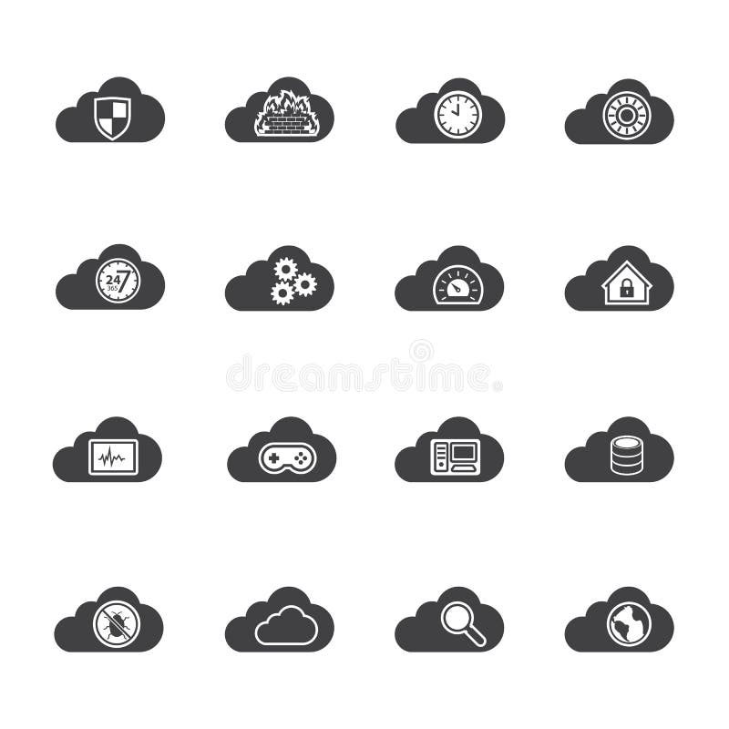 Big Data Icons Set, Cloud Computing. Stock Vector - Illustration of ...