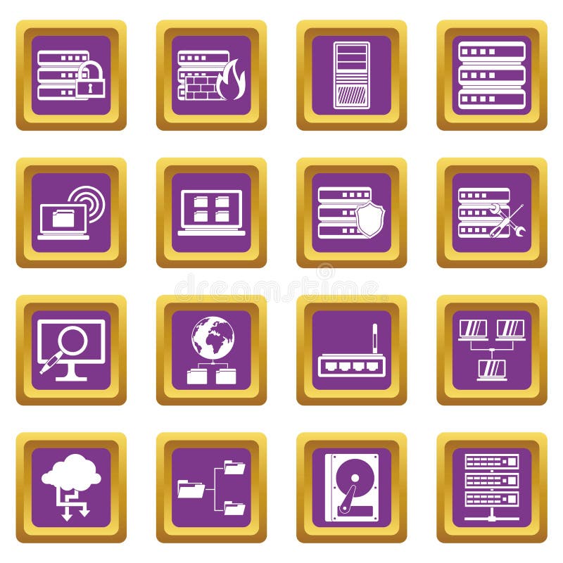 Big data icons set purple stock vector. Illustration of cloud - 98399711