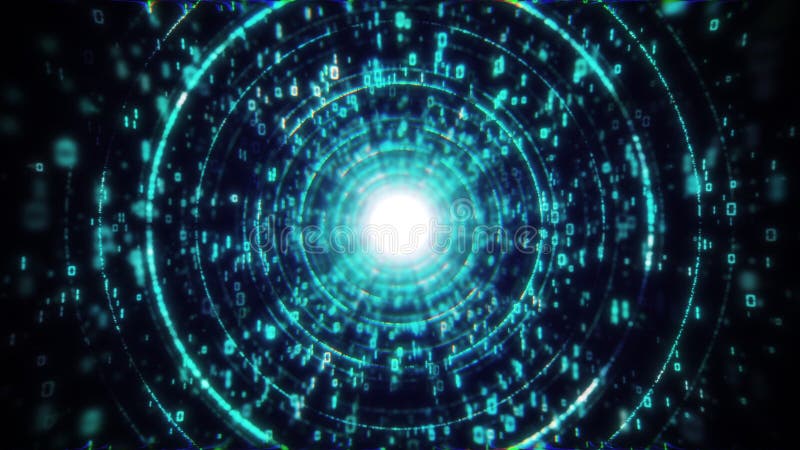 Big Data, Information Flow Technology Tunnel, Digital Lines, Futuristic Matrix. Particle Network ...