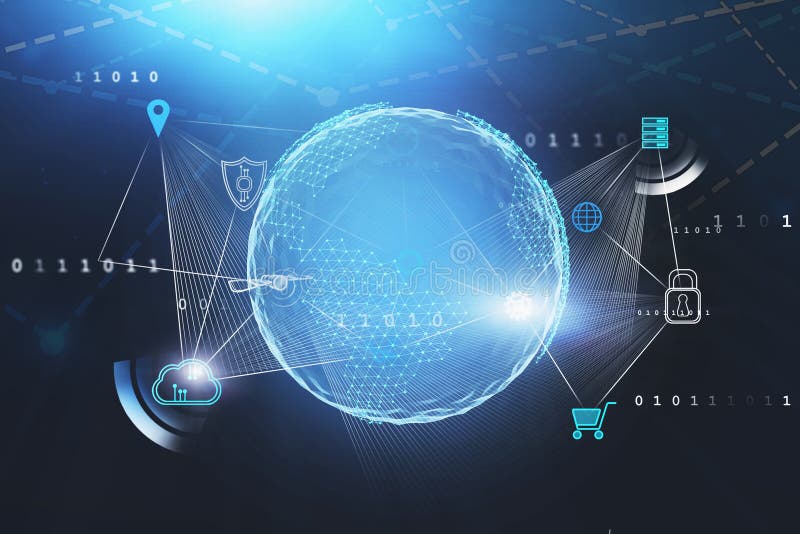 Big Data Interface and Planet Hologram Stock Illustration ...