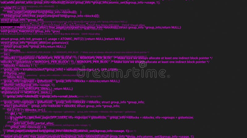 Purple Screen Coding Hacker Concept Animation With Glitch Programming Code Typing Error Stock