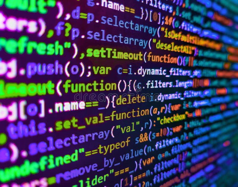 Big Data and Internet of Things Trend. Screenshot with Random Parts of Program Code Stock Photo ...