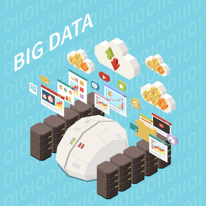Big Data Isometric Composition Stock Vector - Illustration of ...