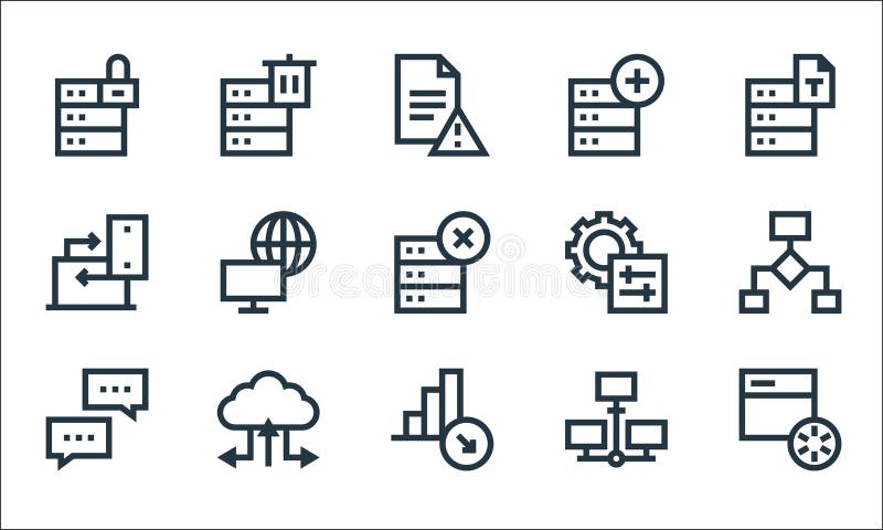 Big Data Line Icons. Linear Set Stock Vector - Illustration of error ...