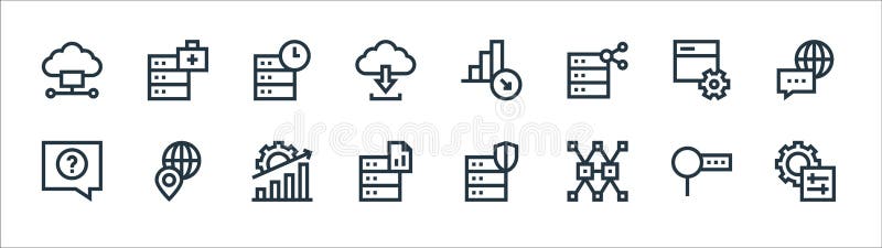 Big Data Line Icons. Linear Set Stock Vector - Illustration of ...