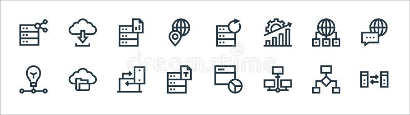 Big Data Line Icons. Linear Set Stock Vector - Illustration of ...