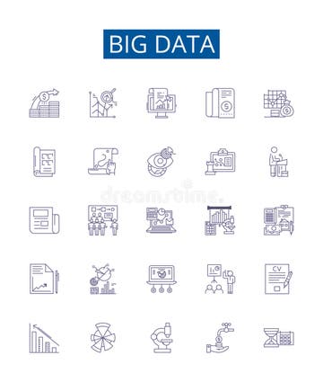 Big Data Line Icons Signs Set. Design Collection of Analytics, Storage ...