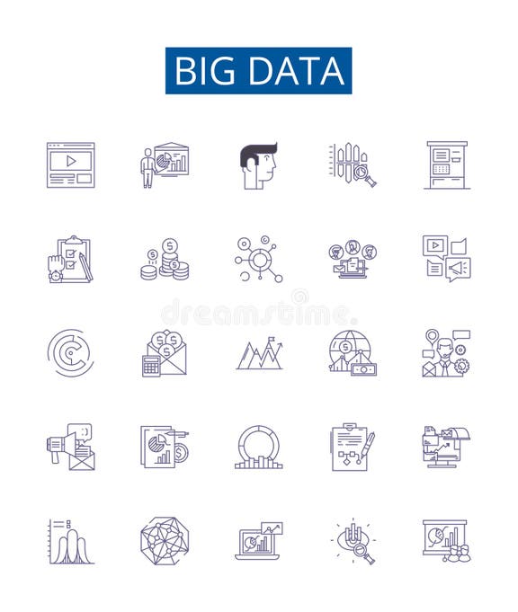 Big Data Line Icons Signs Set. Design Collection of Analytics, Storage ...