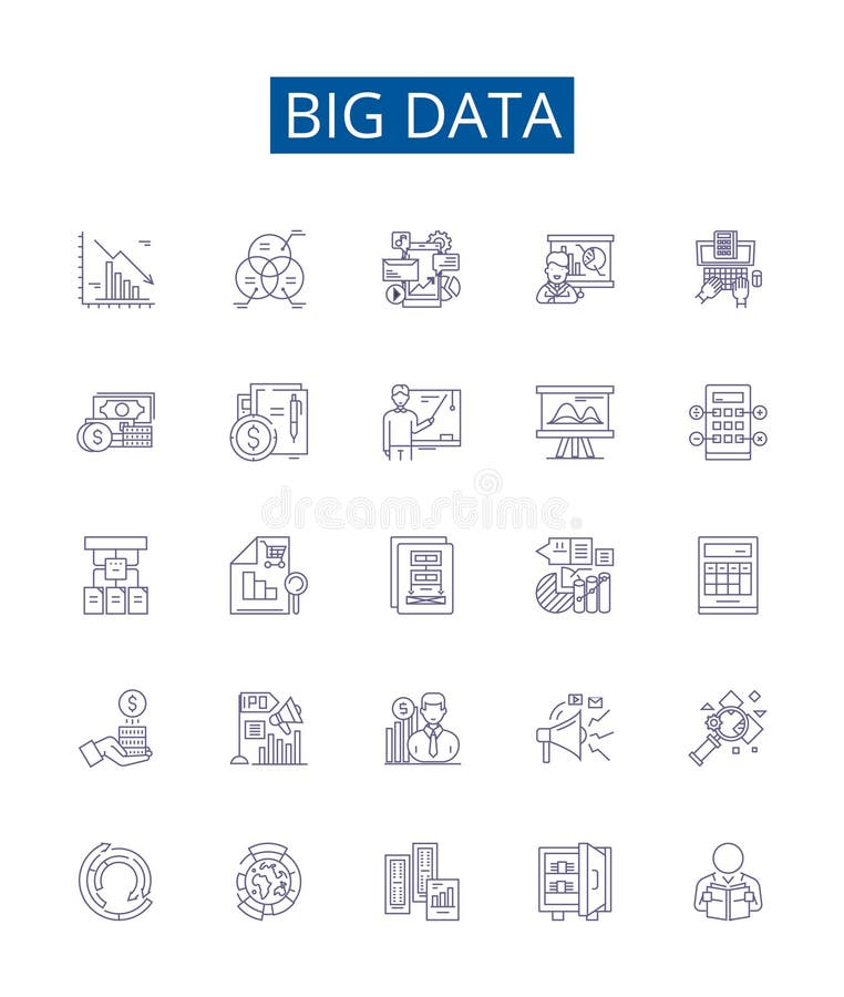 Big Data Line Icons Signs Set. Design Collection of Analytics, Storage ...
