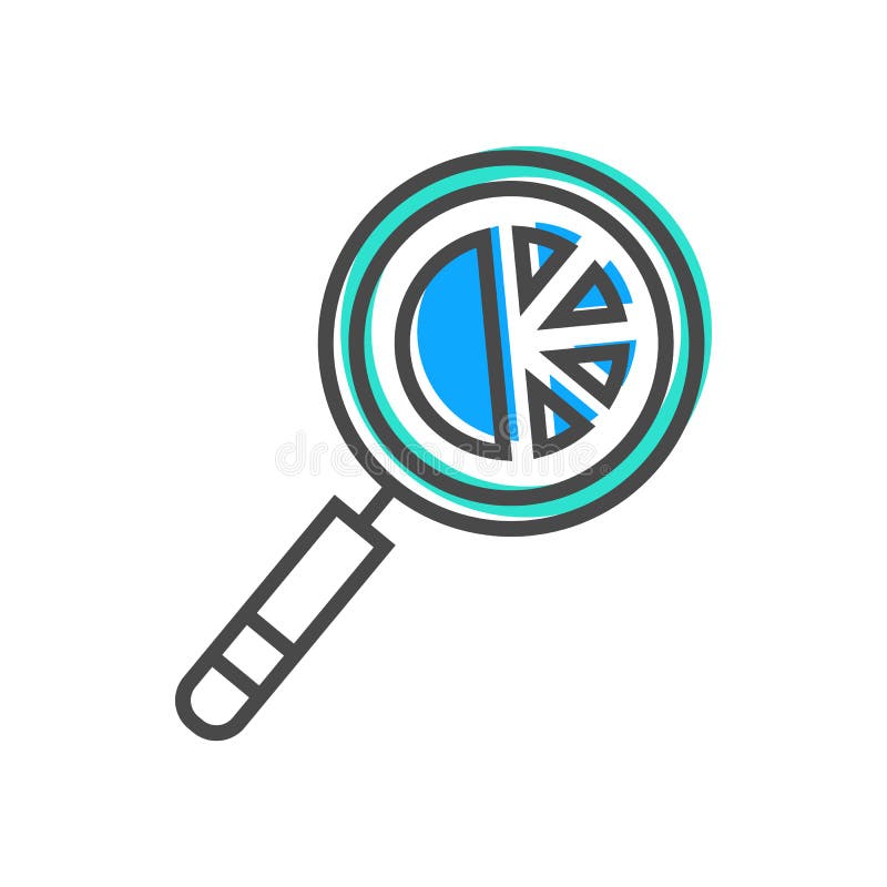 Big Data Linear Icon with Magnifier Sign Stock Illustration ...