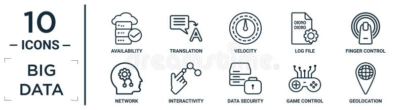 Big.data linear icon set stock vector. Illustration of pack - 207079639