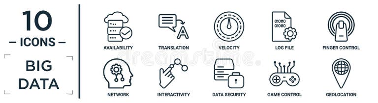 Big.data linear icon set stock vector. Illustration of pack - 207079639