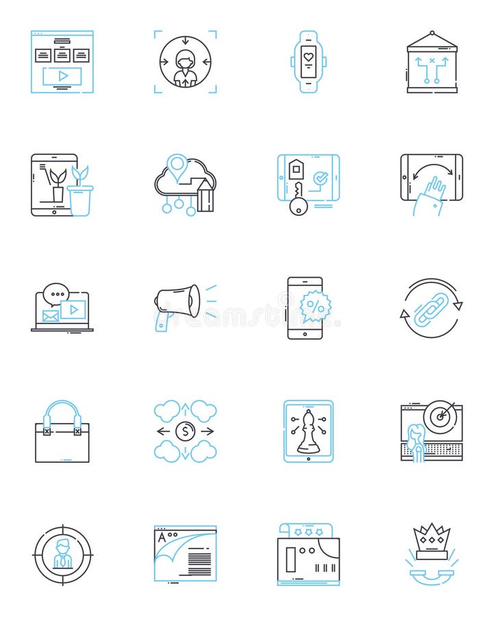 Big Data Linear Icons Set Analytics Insights Hadoop Algorithms Visualization Processing
