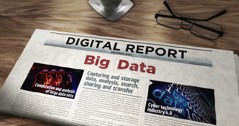 Big Data Analysis Technology Newspaper on Table Stock Video - Video of ...