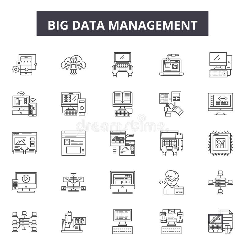 Big Data Management Line Icons, Signs, Vector Set, Outline Illustration ...