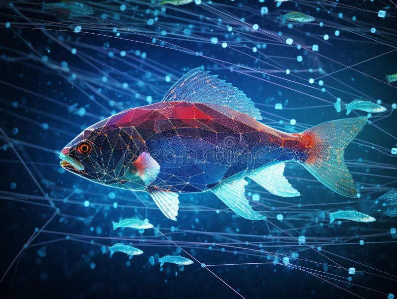 Big Data of Marine Fish in Word, Generated AI Stock Illustration ...