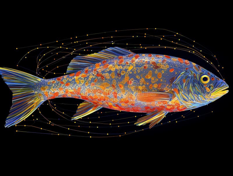 Big Data of Marine Fish in Word, Generated AI Stock Illustration ...