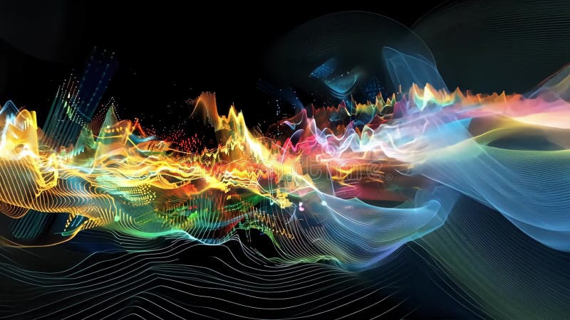 Big Data Mountain Range Emerging from Digital Landscape Stock Video ...