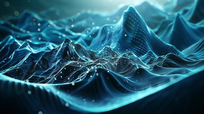 Big Data Mountain Range Forming from Glowing Particles Stock Footage ...