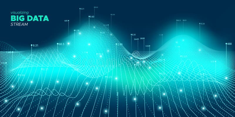 Big Data. Neon Symbol on Blue Map Background with Binary Code. Data ...