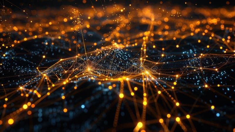 Big Data Network Connecting Glowing Nodes in Complex System Stock Photo - Image of science ...