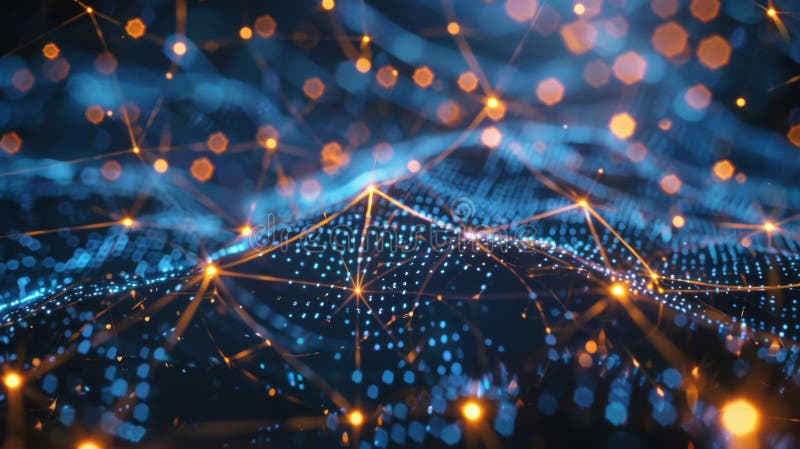 Big Data Network Connecting Glowing Nodes and Lines in Cyberspace Stock Image - Image of ...