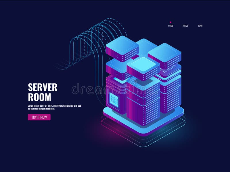 Big Data Processing Concept, Abstract Futuristic Cloud Storage, Server Room, Database, Energy ...