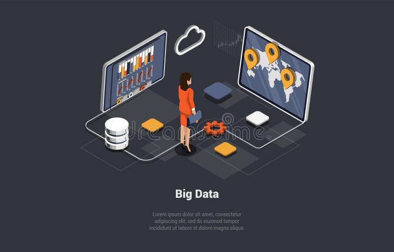 Big Data Processing Center, Cloud Database. Server Room with Hardware ...