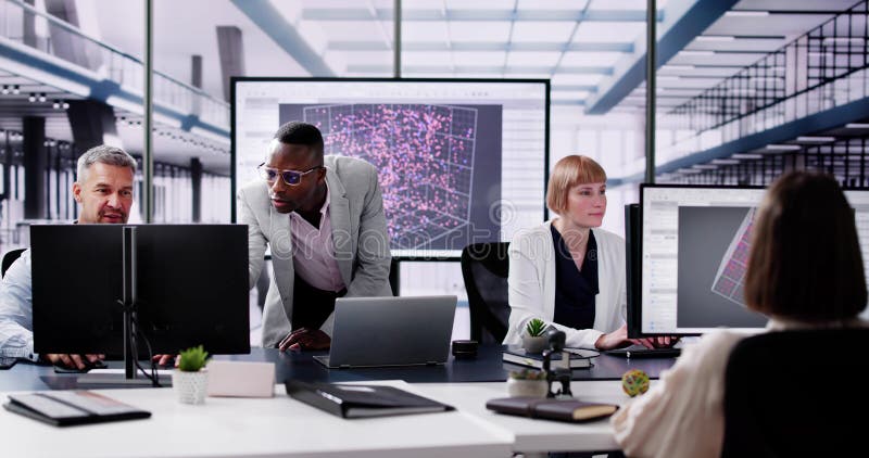 Big Data Science on Desktop Computer Stock Image - Image of people ...