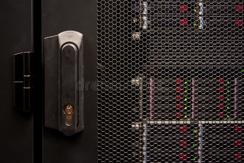 Big Data Server Locked Door Stock Image - Image of black, center: 103099447