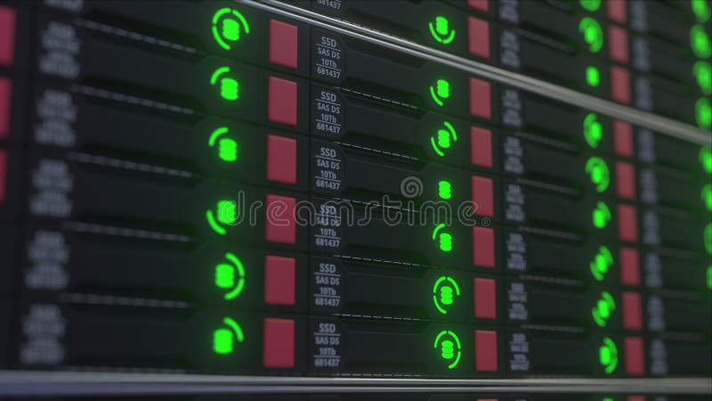Big Data Server SSD Rack, 3D Rendering Stock Illustration ...
